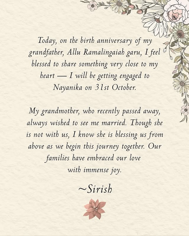 Allu Sirish Announces Engagement to Nayanika with Heartfelt Paris Moment | Love, Legacy, and ...