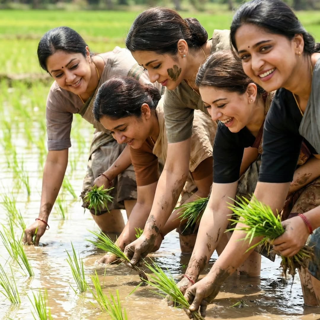 ப்பா. . பார்க்கவே கண்கொள்ளா காட்சி.. வயலில் நாத்து நடும் நடிகைகள்.. கபடி, ராட்டினம் வேறலெவல் ஏஐ ...