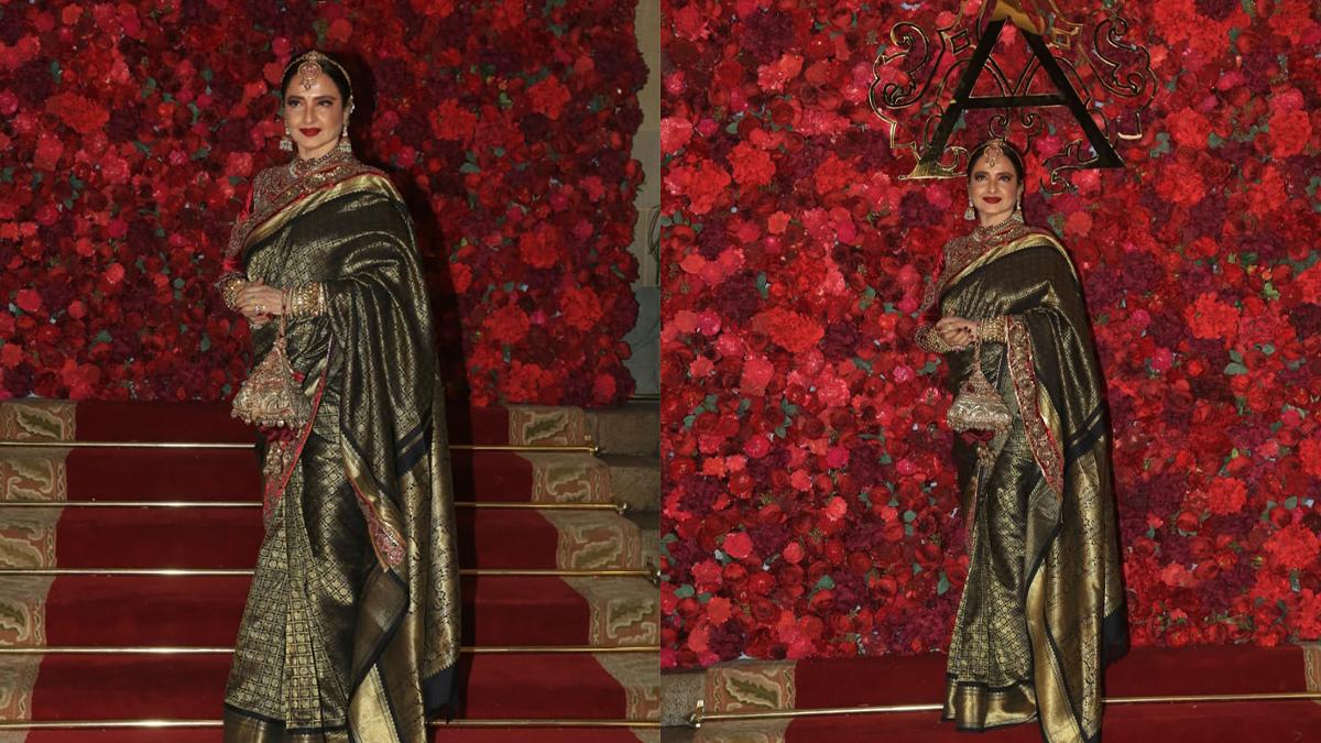 Actress Rekha Wore At Adar Jain Wedding Saree Connection With Amitabh ...