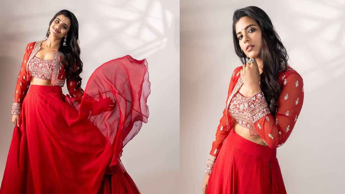 రెడ్ కలర్ లెహంగాలో ఐశ్వర్య అందాలు .. పద్ధతిగా కవ్విస్తోన్న డస్కీ బ్యూటీ ...