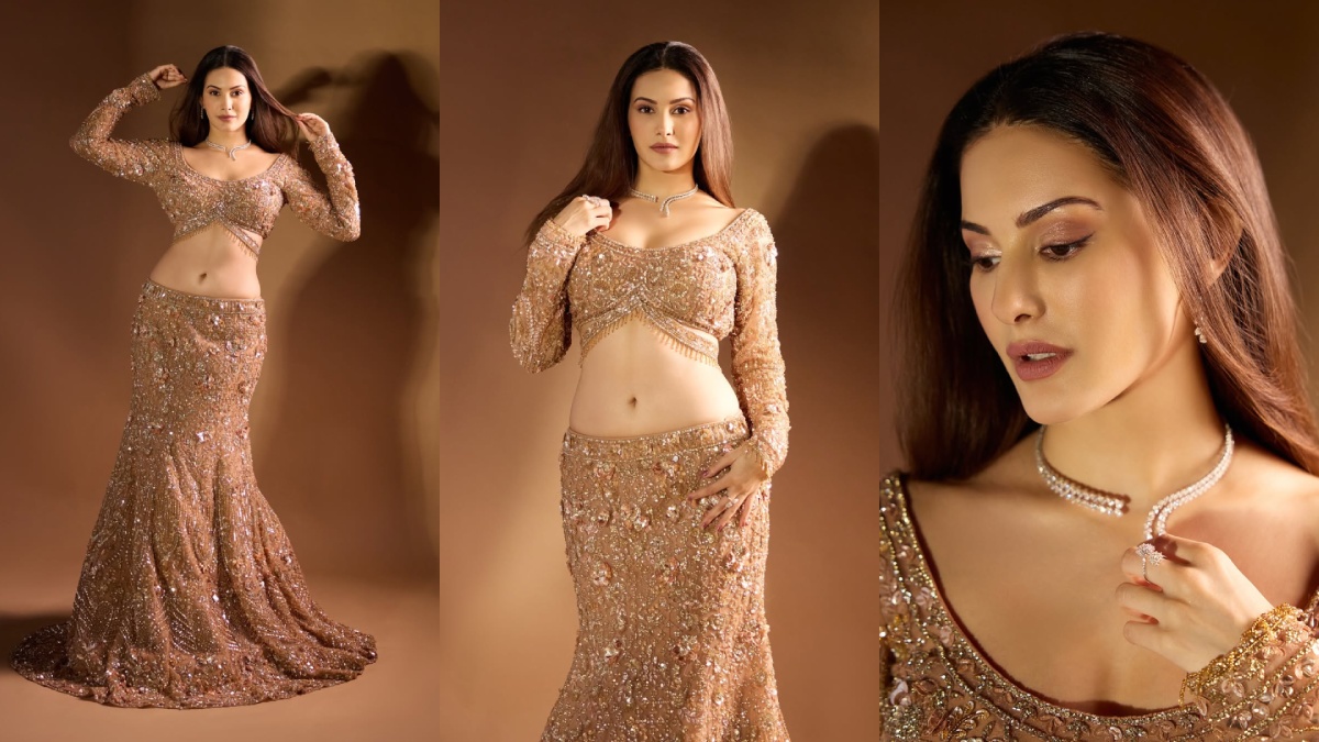 Amyra Dastur Stuns in Glimmering Gold Lehenga Photoshoot | Amyra Dastur's Festive Fashion Game ...
