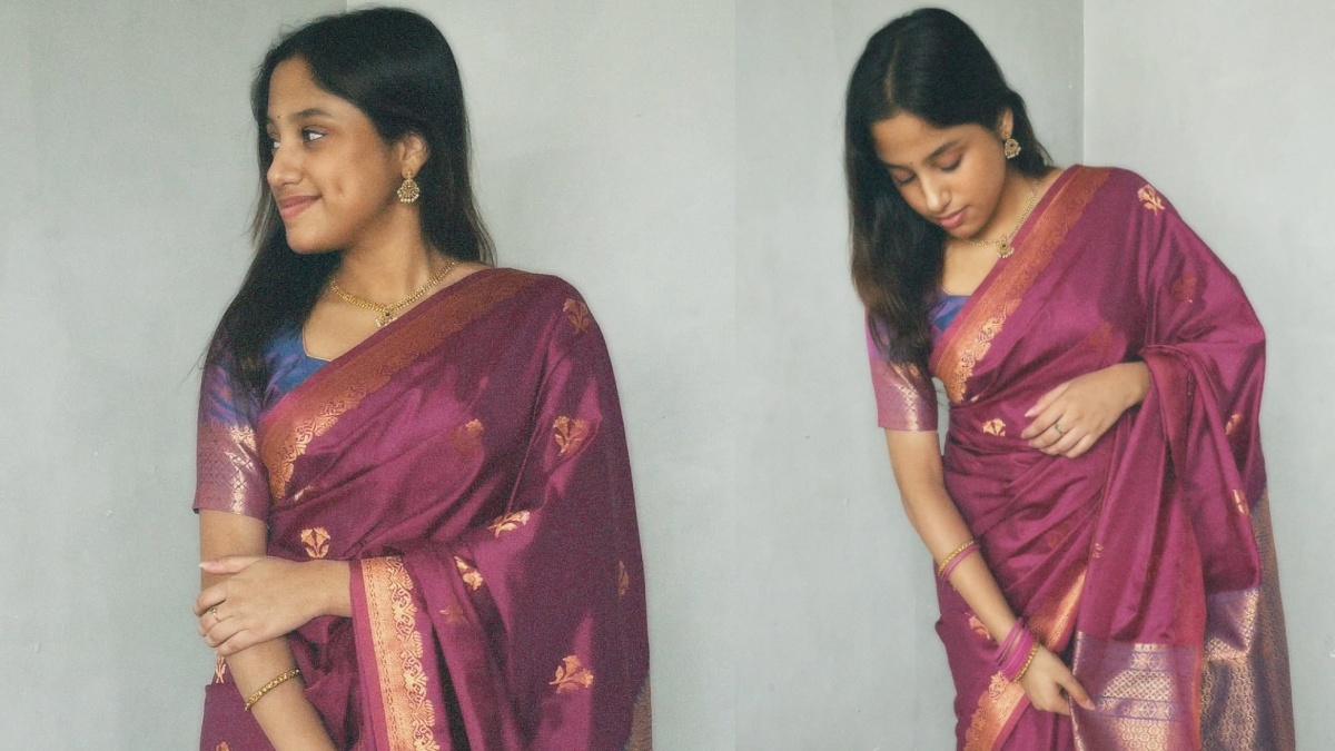 அப்படியே குட்டி தேவயானி தான்.. சேலை கட்டி செம போஸ் கொடுத்த இனியா ...
