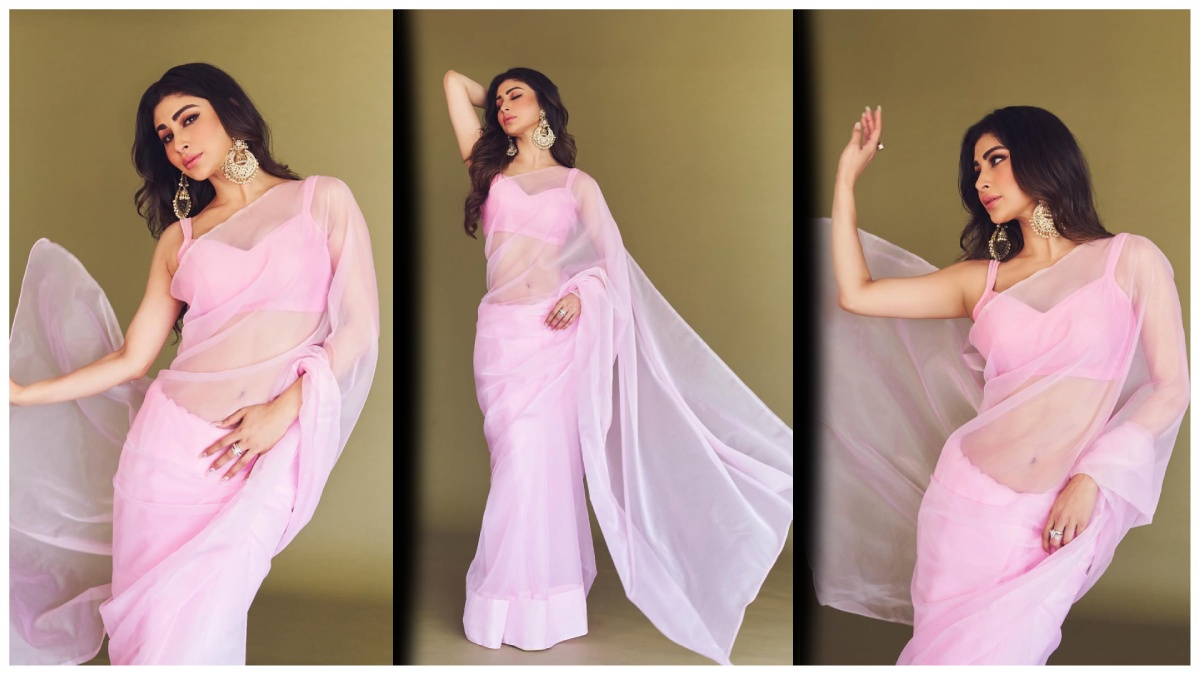 Mouni Roy Stuns in Pastel Saree with Modern Glam Twist | Saree Goals ...