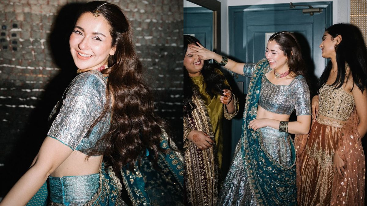 Pakistani Actress Hania Aamir Glows In A Blue Metallic Lehenga, Shares ...