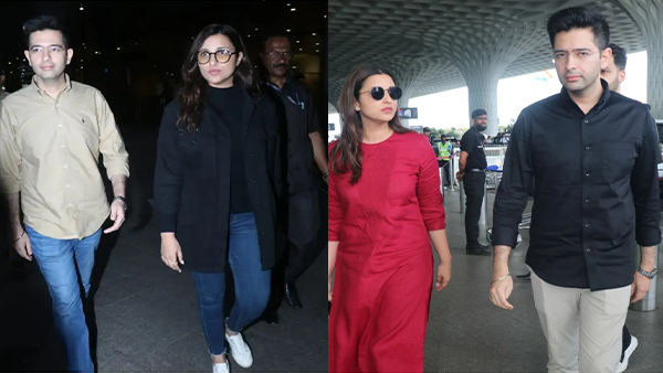 Parineeti Chopra and Raghav Chadha spotted at Delhi Airport ahead of their Engagement, couple ...