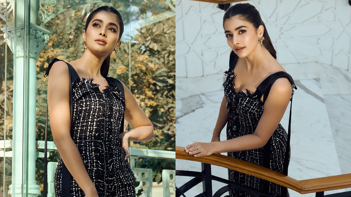 Pooja Hegde's Stunning Black Tweed Dress Look Deva Promotion - Filmibeat