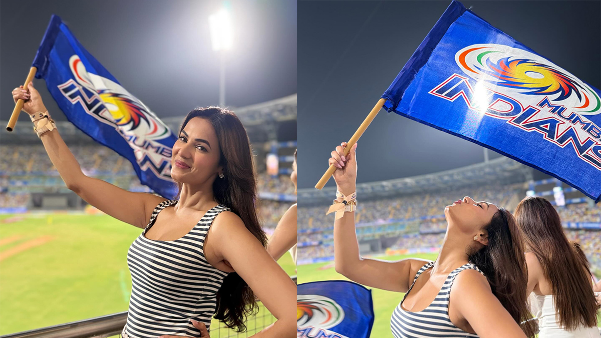 Sonal Chauhan Waves The Flag For Mumbai Indians At IPL Match, Creating ...