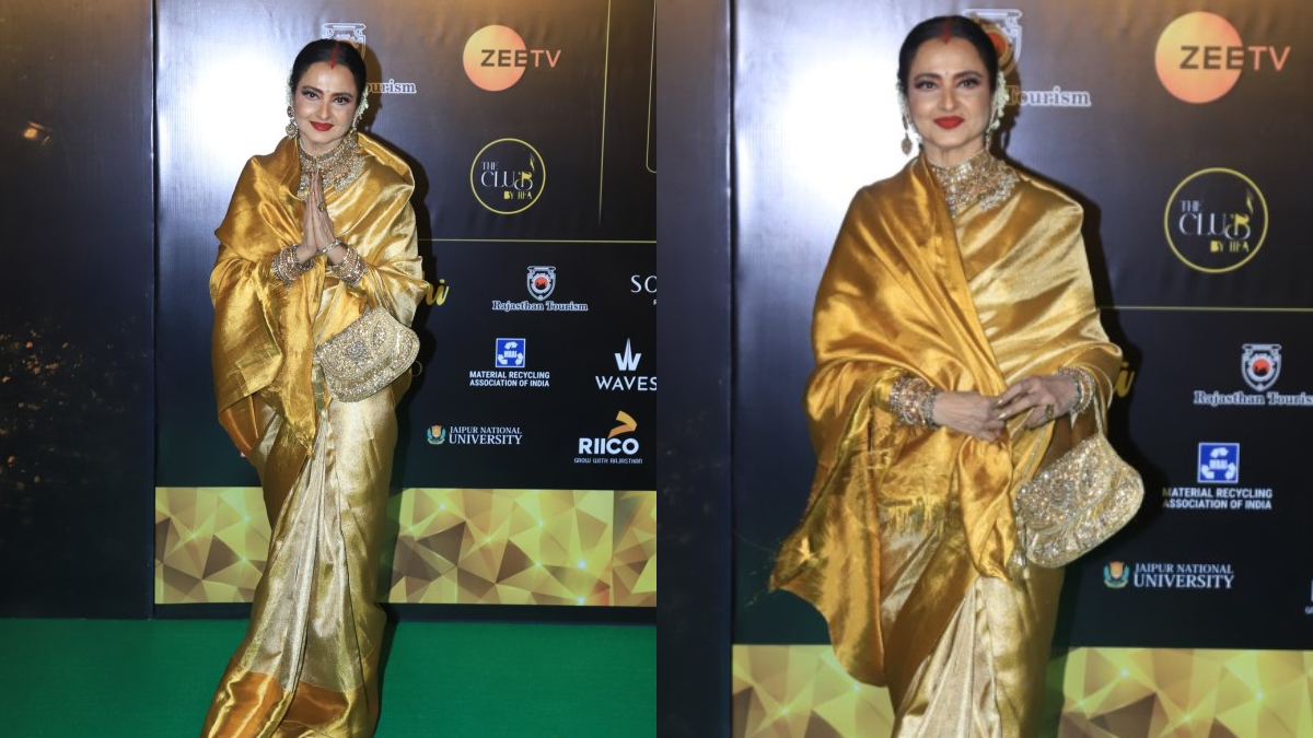 Veteran Actress Rekha Radiates In Stunning Golden Kanjeevaram Saree On ...