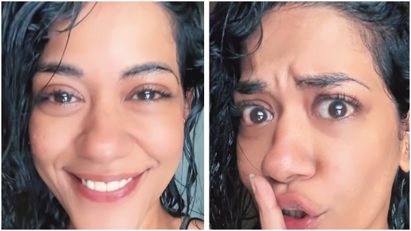 பாத்ரூமில் பப்பி ஷேமாக நிற்கும் கமல் பட நடிகை...பார்த்தாலே சும்மா ...