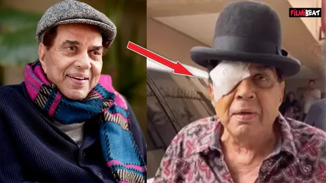 Dharmendra Spotted with Eye Bandage, Fans Express Concern - Filmibeat